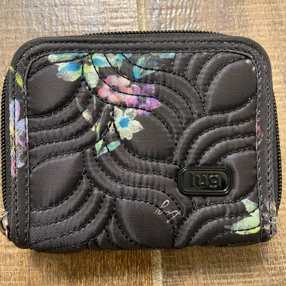 lug | Bags | Lug Splits Rfid Black Floral Zip Up Multiple Compartment ...